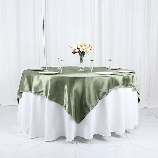 Eucalyptus Green Satin 72X72" Square Table Overlay Wedding Party Catering