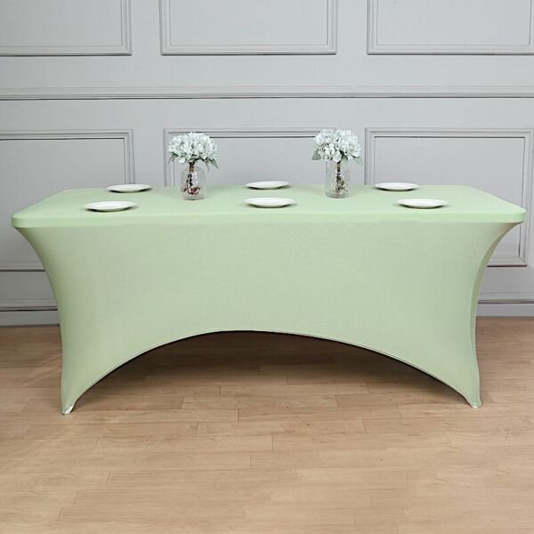 Sage Green 8 Ft Rectangle Spandex Stretch Table Cover Fitted Tablecloth ...