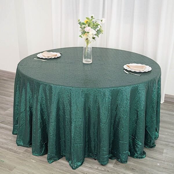 120" Hunter Green Sequin Round Tablecloth Wedding Catering Reception Linens