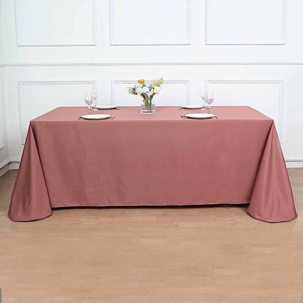 Cinnamon Rose Polyester 90X156" Rectangle Tablecloths Wedding Party Linens