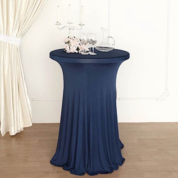 Navy Blue Cocktail Table Cover Natural Wavy Drapes Spandex Tablecloth ...
