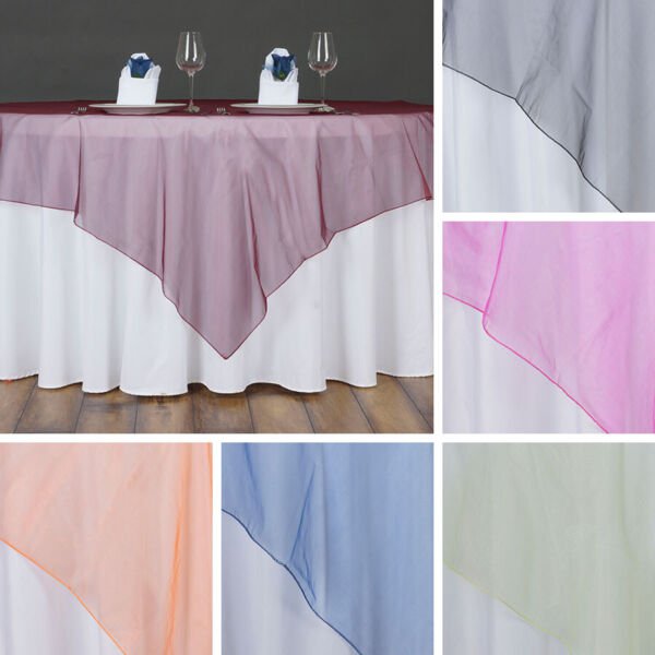 12 Pcs Sheer Organza 60X60" Square Table Overlays Toppers Wedding Party ...