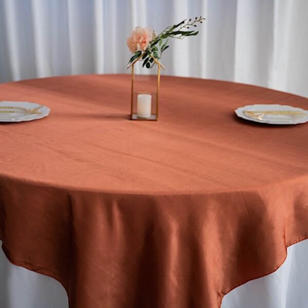 Terracotta Satin 72X72" Square Table Overlay Wedding Party Catering ...