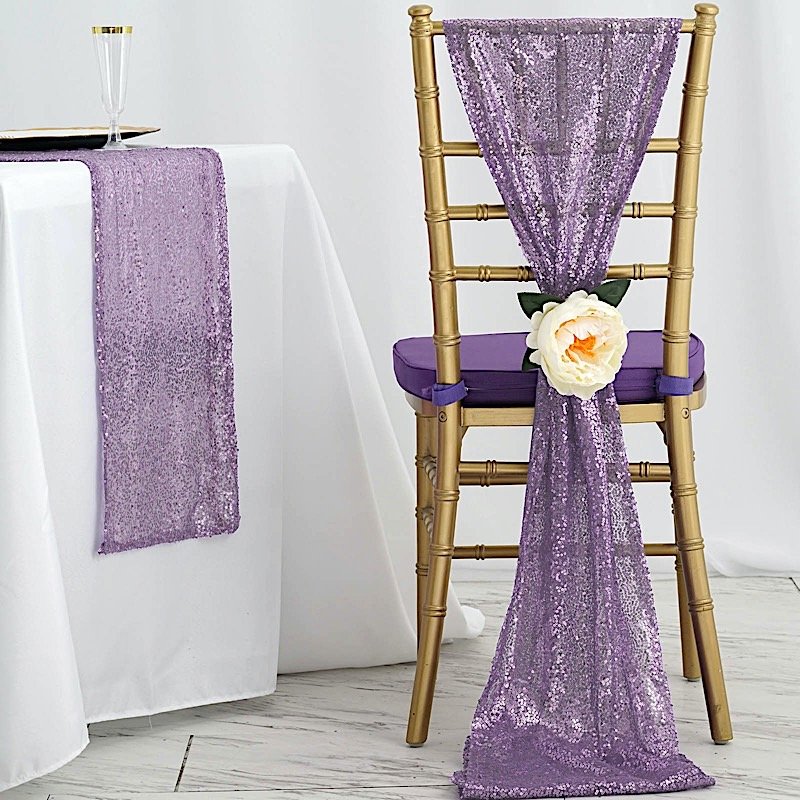 12"X108" Lavender Sequin Table Runner Wedding Party Catering Event Linens