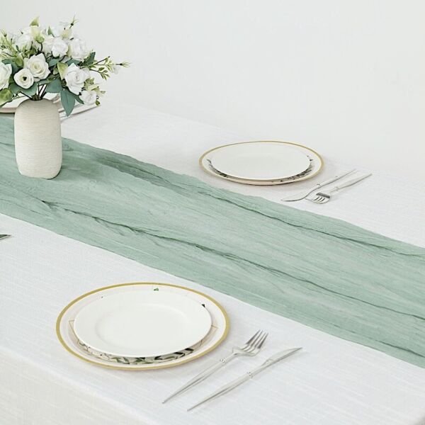 Sage Green 10 Ft Cheesecloth Extra Long Table Runner Cotton Wedding Events