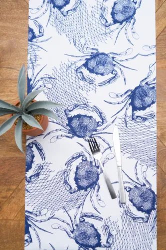 New 14" X 72" Blue Crab Net Table Runner 14" X 72" C&F Home