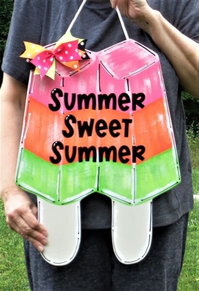 18" Summer Sweet Summer Popsicle Sign Deck Patio Porch Door Hanger ...