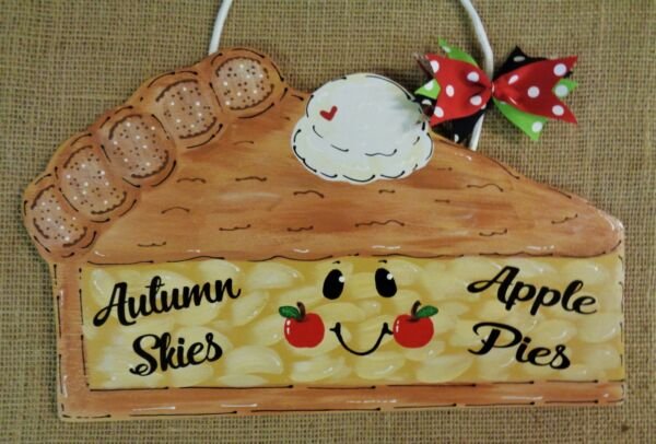 Apple Pie Sign Wall Door Hanger Plaque Autumn Fall Hand Painted ...