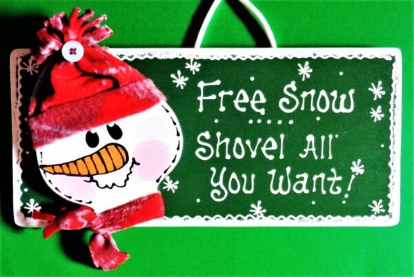 Snowman Free Snow Sign Winter Season Plaque Wall Art Door Hanger ...