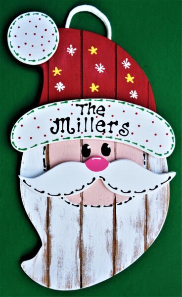 Distressed Personalized Santa Sign Wood Plaque Christmas Door Wall Decor