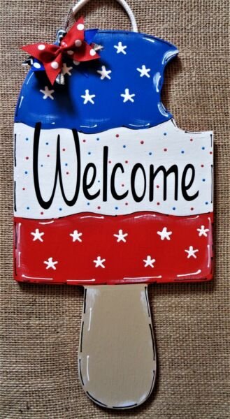 Americana Popsicle Welcome Sign Deck Patio Porch Wall Door Hanger ...