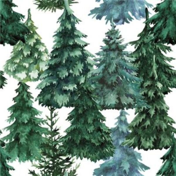 2 Decoupage Paper Napkins Evergreen Trees Winter Luncheon Napkin Art Craft