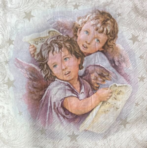 Two Individual Decoupage Paper Lunch Napkin 3Ply Christmas Angels Angel ...