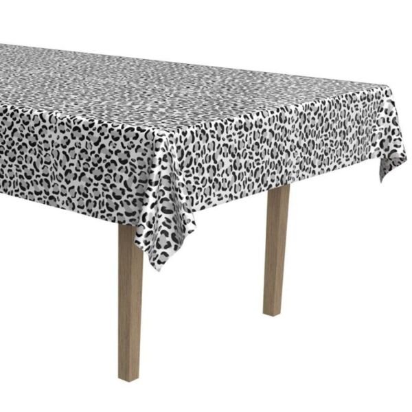 Snow Leopard Print Plastic Tablecloth 54" X 108" Animal Print Party ...