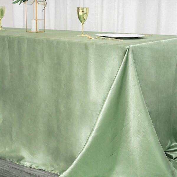 Sage Green 90X156" Rectangle Satin Tablecloth Wedding Party Banquet Linens