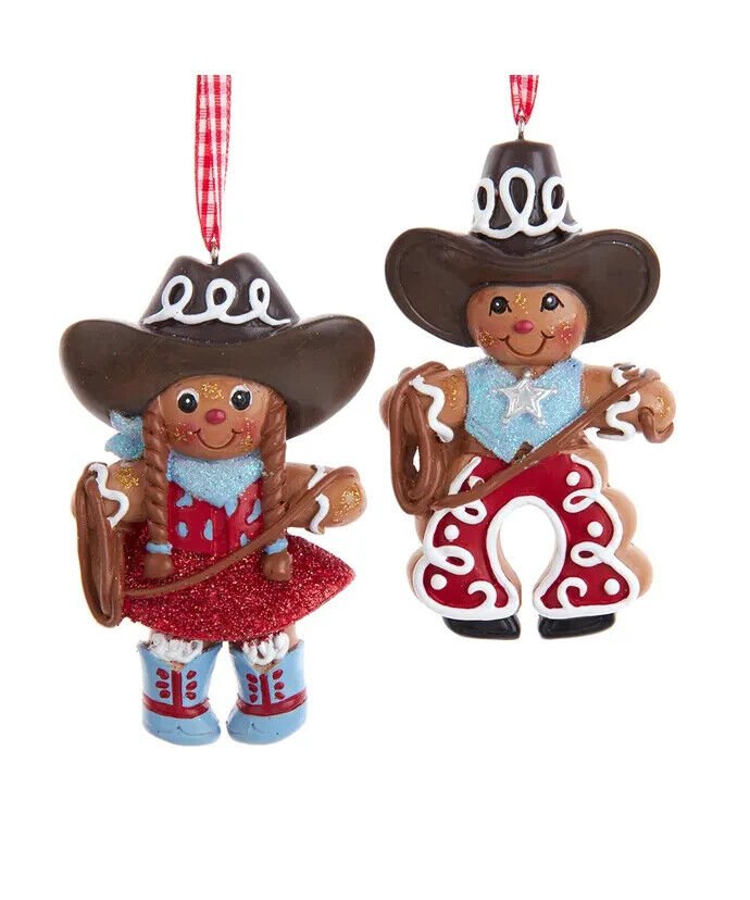 Set of 2 Gingerbread Cowboy & Cowgirl Ornament H5676 w
