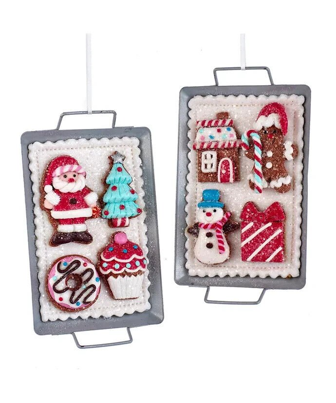 Set of 2 Gingerbread With Metal Pan Ornaments D4354 w