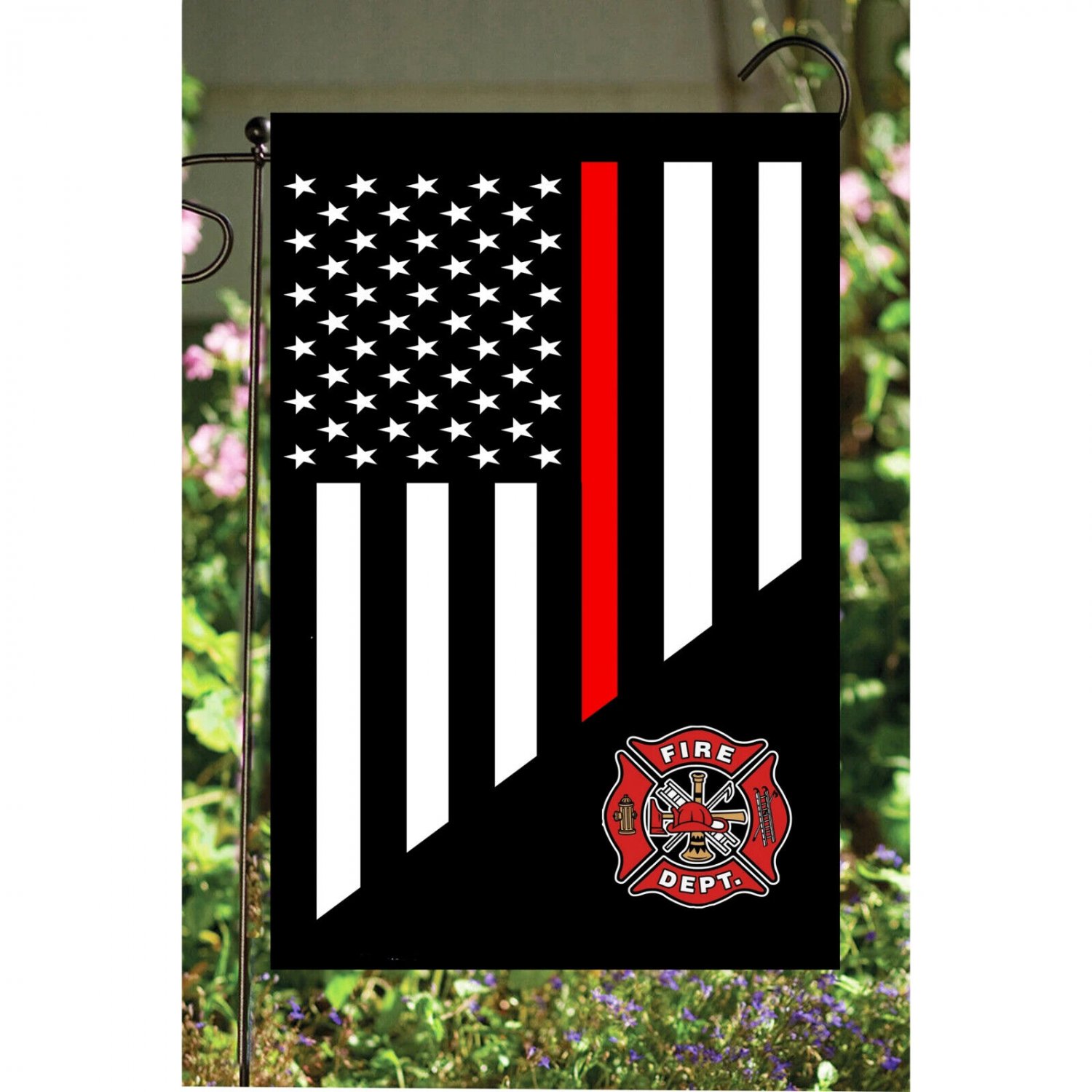 Flags Galore Fire Stripe Flag With Emblem Garden Flag Firefighter w