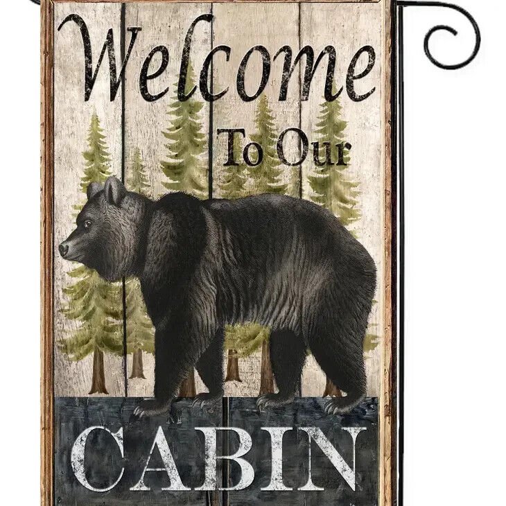 Flags Galore Welcome To Our Cabin Bear Garden Flag w