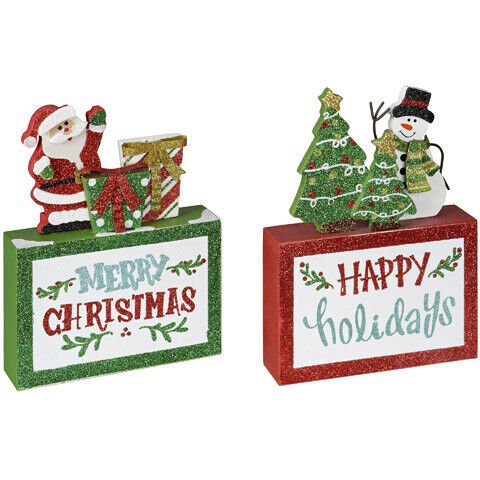 Darice Glitter Christmas Sign with Text: MDF, 5.91 x 7.48 inches w