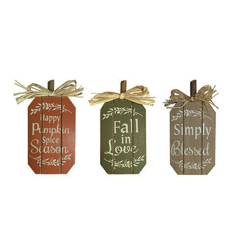 Darice Fall Tabletop Pumpkin Sign: 3 x 7.09 inches, 3 Assorted Styles w