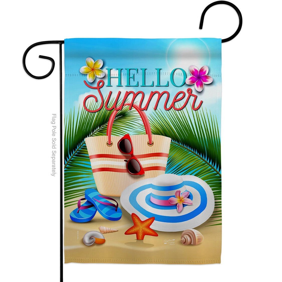 Two Group Flag Beach Summer Day Coastal Fun and Sun Decor Flag w