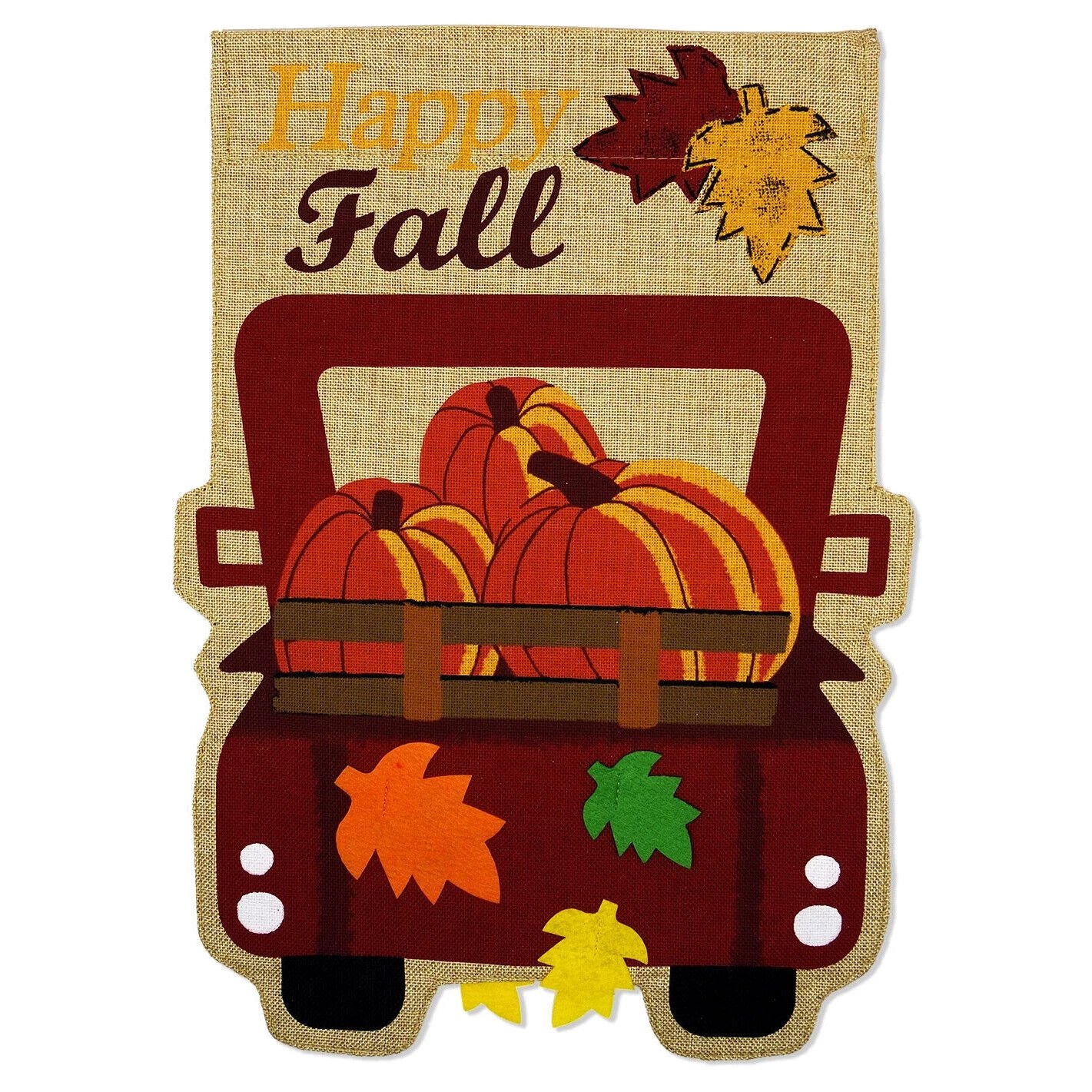 Two Group Flag Flag Happy Fall Pickup Burlap Harvest Autumn Vehicle w