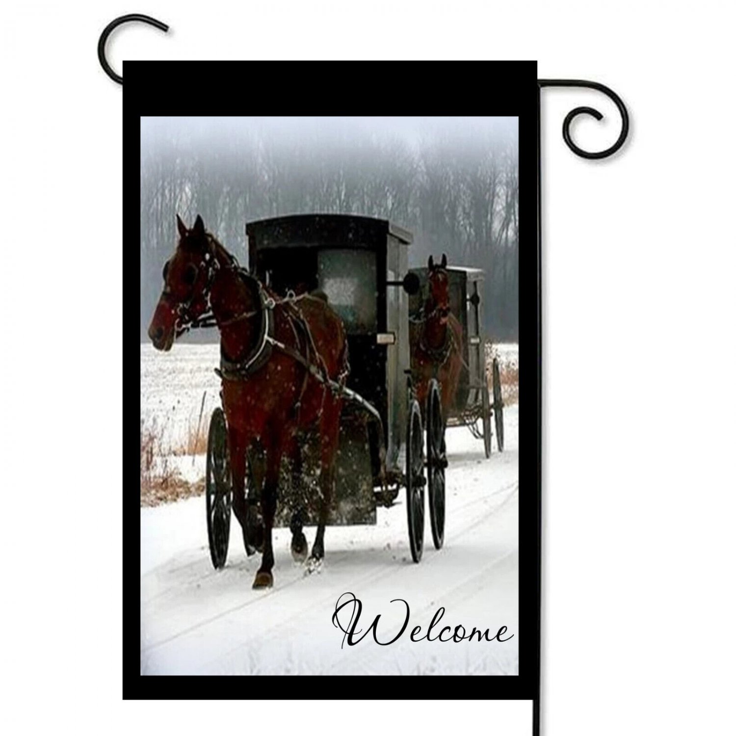 Flags Galore Amish Buggy Welcome Garden Flag Christmas w