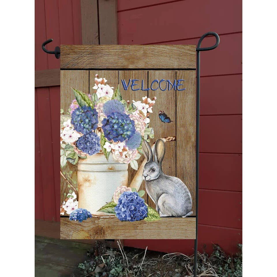 Flags Galore Welcome Rabbit on Wood Garden Flag w