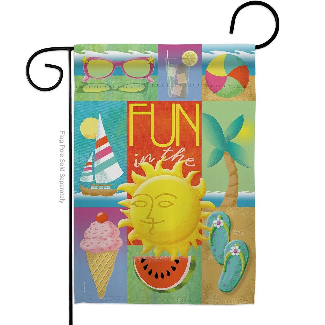 Two Group Flag Summer Collage Summertime Fun and Sun Fruit Sweet Decor ...
