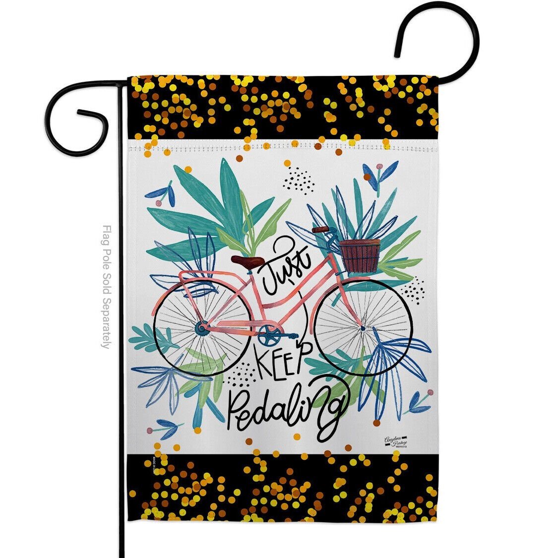 Two Group Flag Keep Pedaling Sports Cycling Floral Expression Decor Flag w