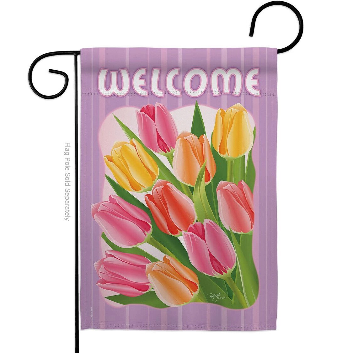 Two Group Flag Welcome Tulips Garden Floral Decor Flag w