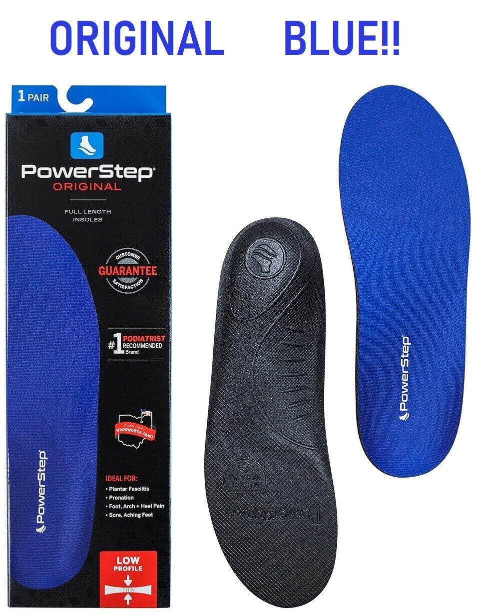 NIB! Powerstep Original Blue Orthotics Insoles - Men's 3-3.5 / Women's 5-5.5