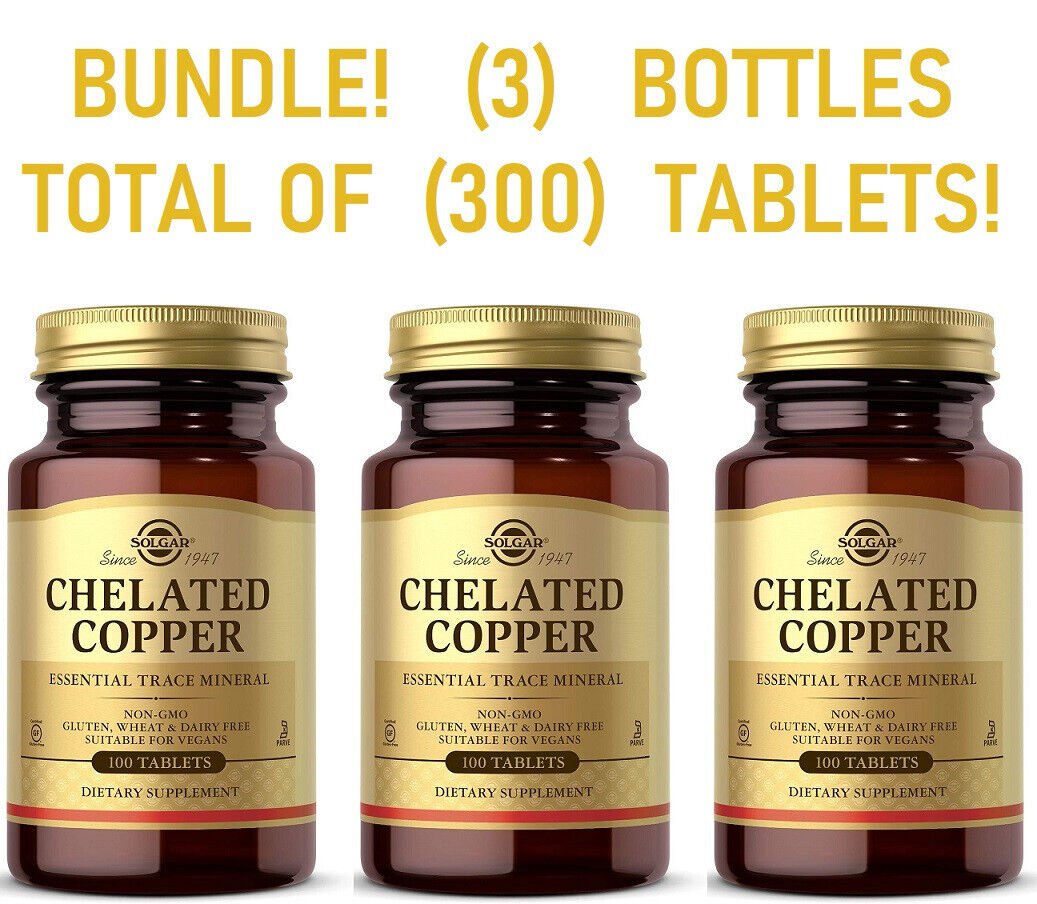 BUNDLE! (300) Solgar Chelated Copper Tablets BB 3/2028 FREE Ship!