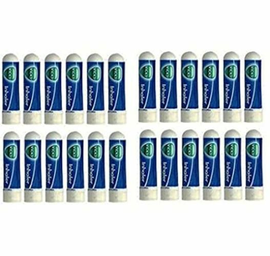 24x Vicks Inhaler for Nasal Congestion Cold Allergy Blocked Nose Fast ...