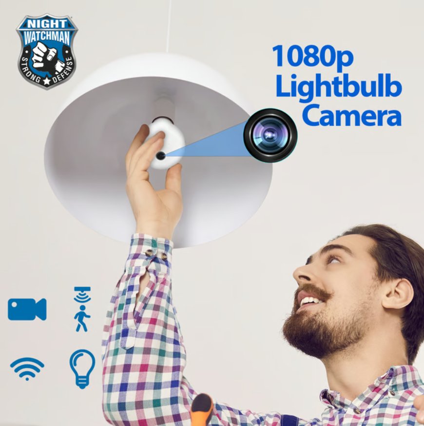 NIGHT WATCHMAN EYE IN THE SKY SMART BULB - CAMERA, LED LIGHTS, WIFI CAPABLE