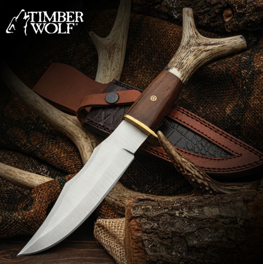 TIMBER WOLF STAG ANTLER FIXED BLADE