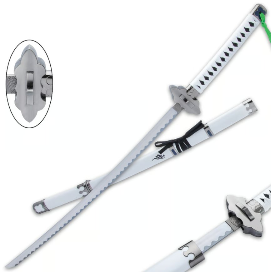 EXORCIST WHITE ANIME KATANA AND SCABBARD - CARBON STEEL BLADE