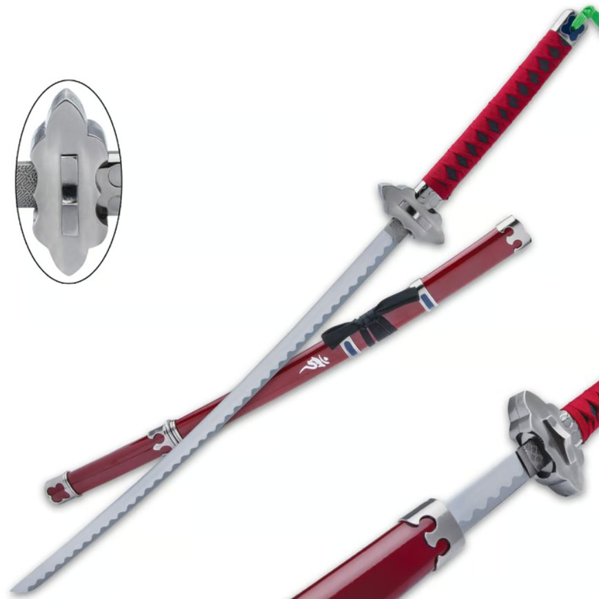 EXORCIST RED ANIME KATANA AND SCABBARD - CARBON STEEL BLADE