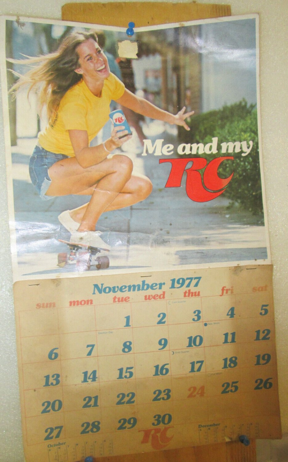 ROYAL CROWN COLA 1977 Two page Nov & Dec Soda Calendar