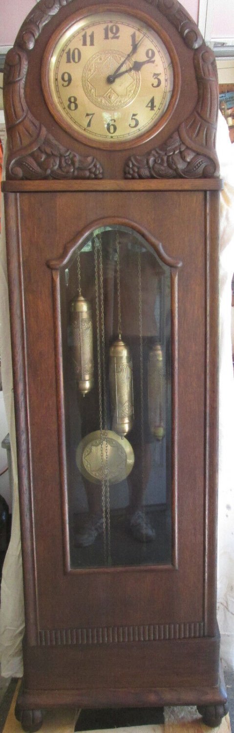 Antique HEANINA German Grandfather Clock 3 weights driven Winterhalder ...