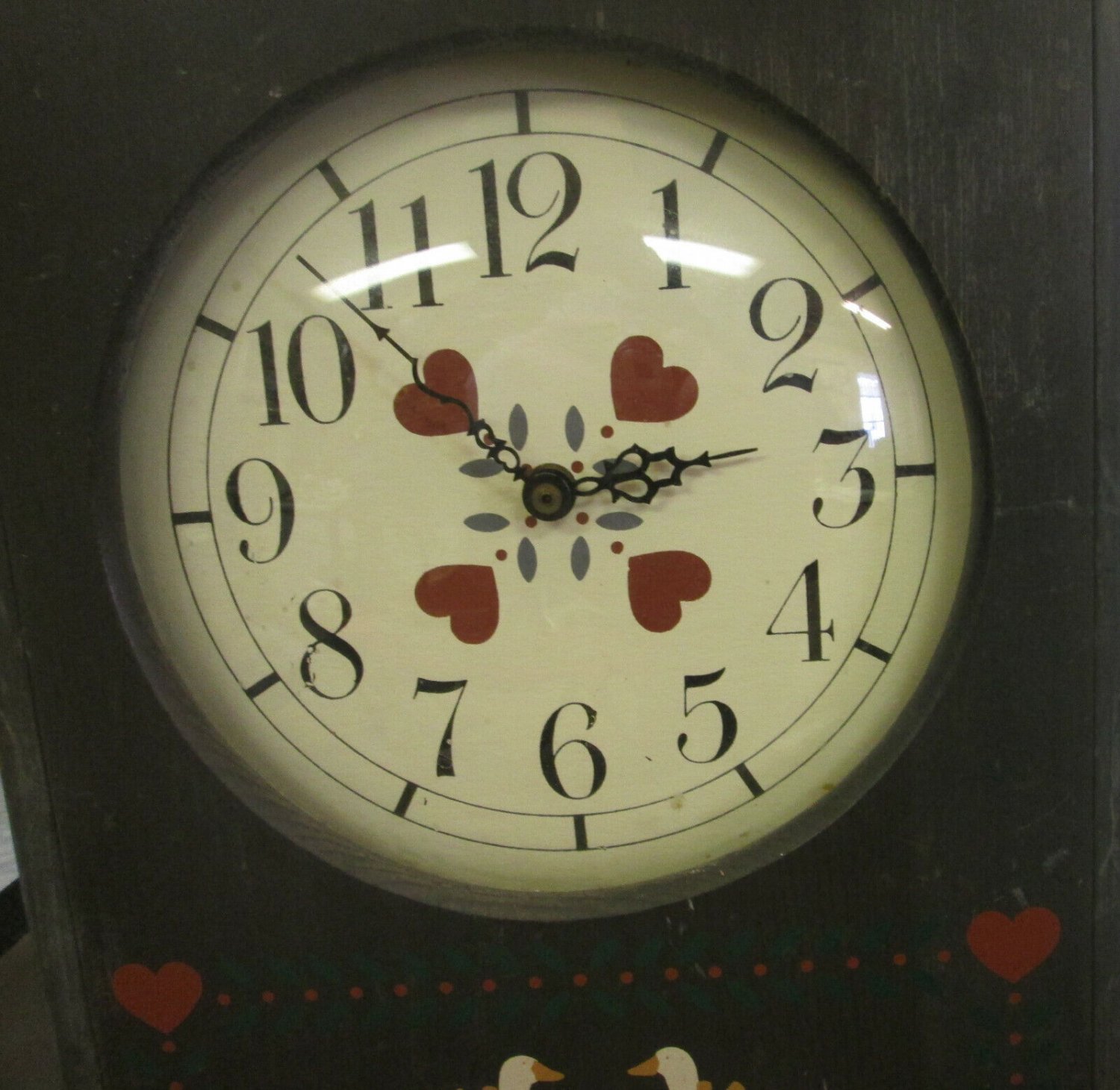 QUARTZ WALL MANTLE CLOCK HEARTS DUCKS GEESE WOOD FRAME