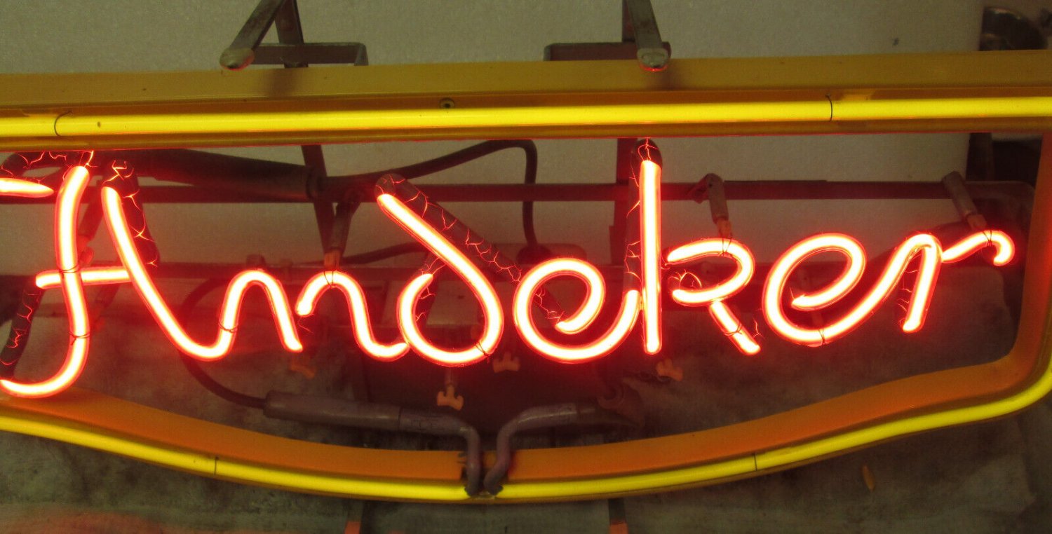 Vintage 1950s Pabst Andeker Beer Lighted Neon Advertising Sign