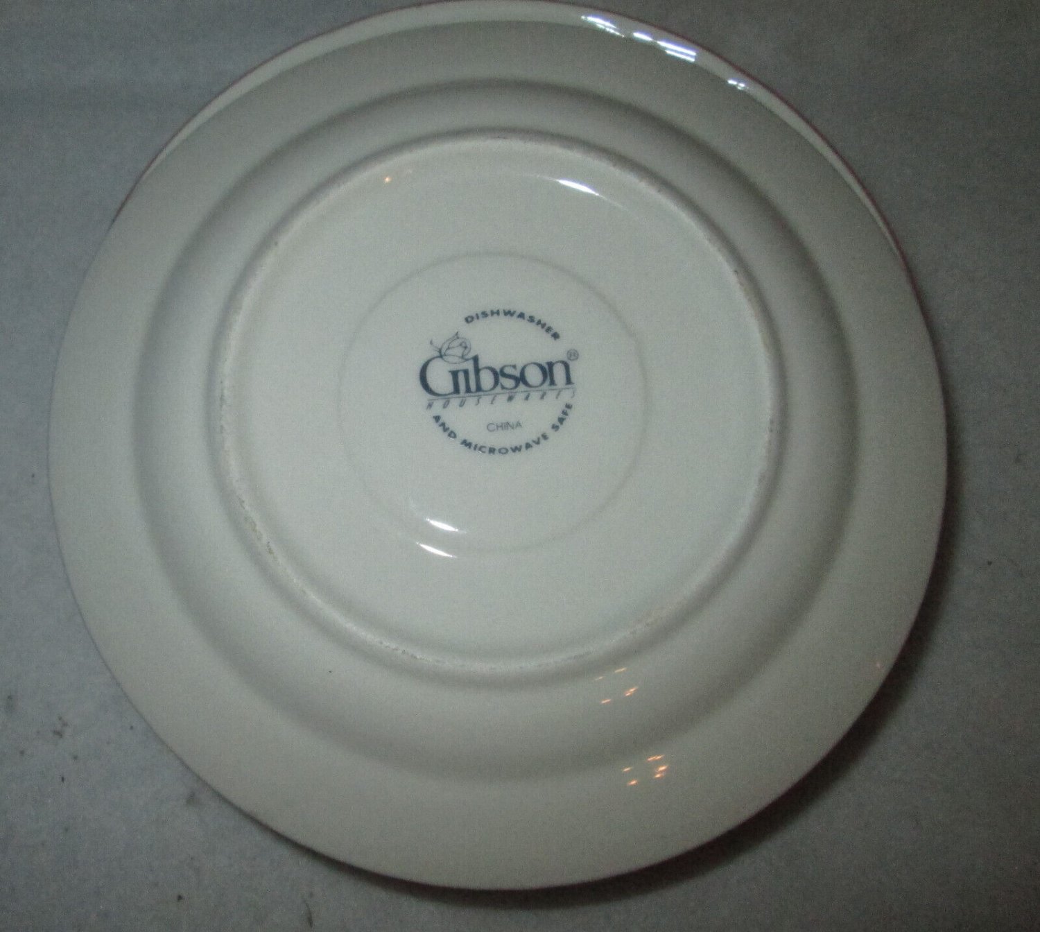 Set of 8 Gibson Housewares China Saucer Plate Pink Roses & Trim