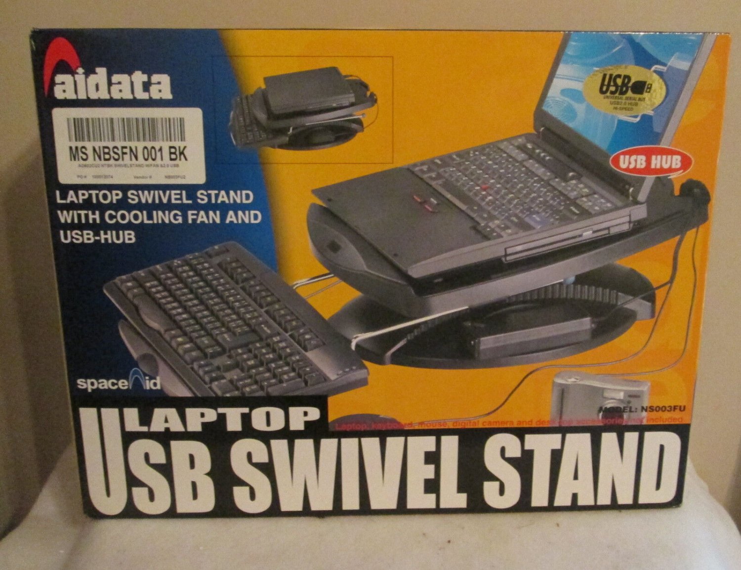 Aidata Laptop Swivel stand with Cooling fan & USB ports NEW NS003FU