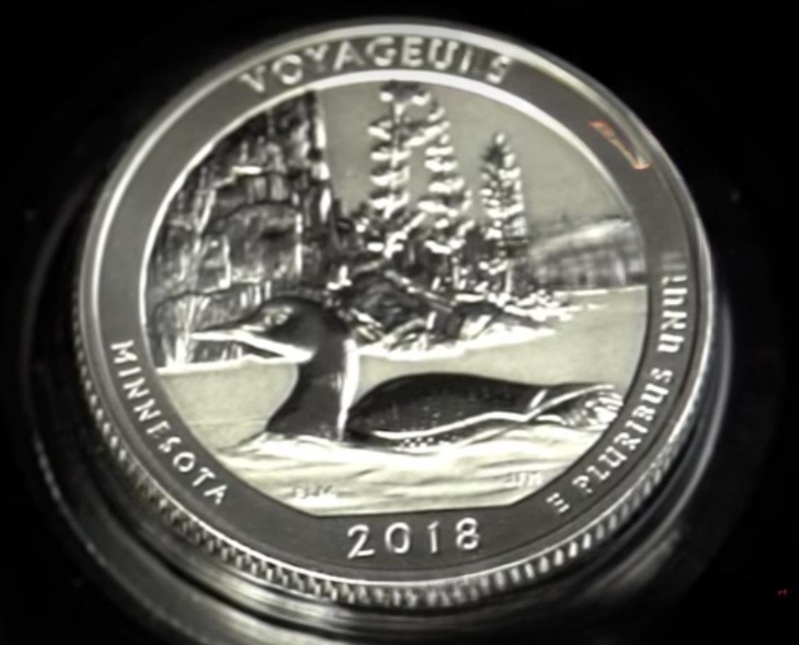 1 US Coin 2018 S REVERSE Voyageurs Island Silver 90% Proof Park Quarter ...
