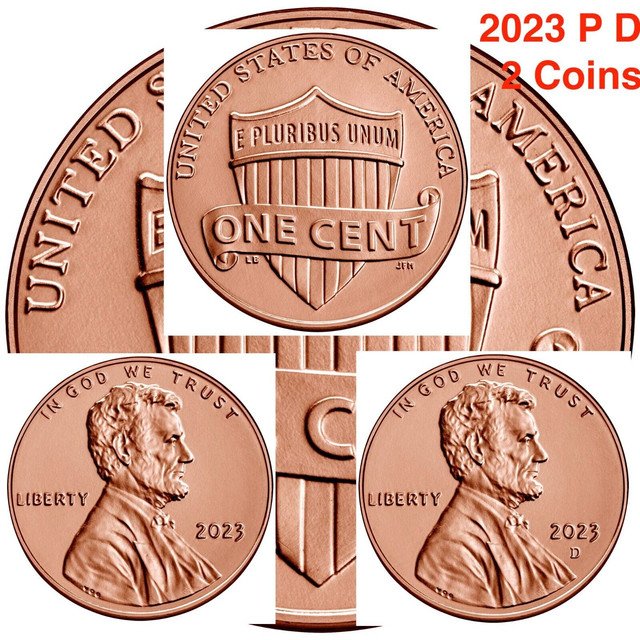 2023 PD Set 2 US Coins Lincoln Cent Union Shield UNCIRCULATED Bank ROLL ...