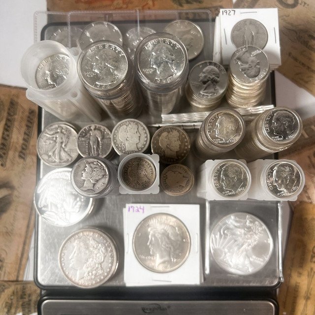 Vintage Silver 22 US Coins Scale Mixed Lot
