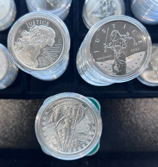 3 STYLES LOT OF 3 US Coins 1 oz .999 Fine JUSTICE Silver Round Silver ...