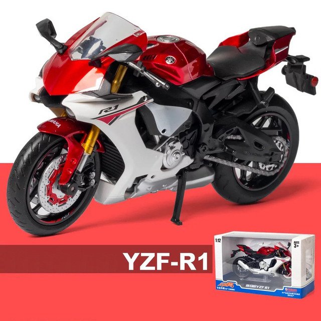 Toys 1:12 Yamaha Red YZF R1 Die Cast Motorcycle Model Shork Absorber ...
